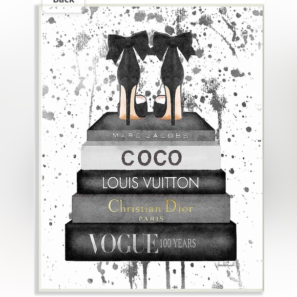 stupell industries | Art | Nwt Glam Fashion Book Stack Wooden Wall Plaque | Poshmark